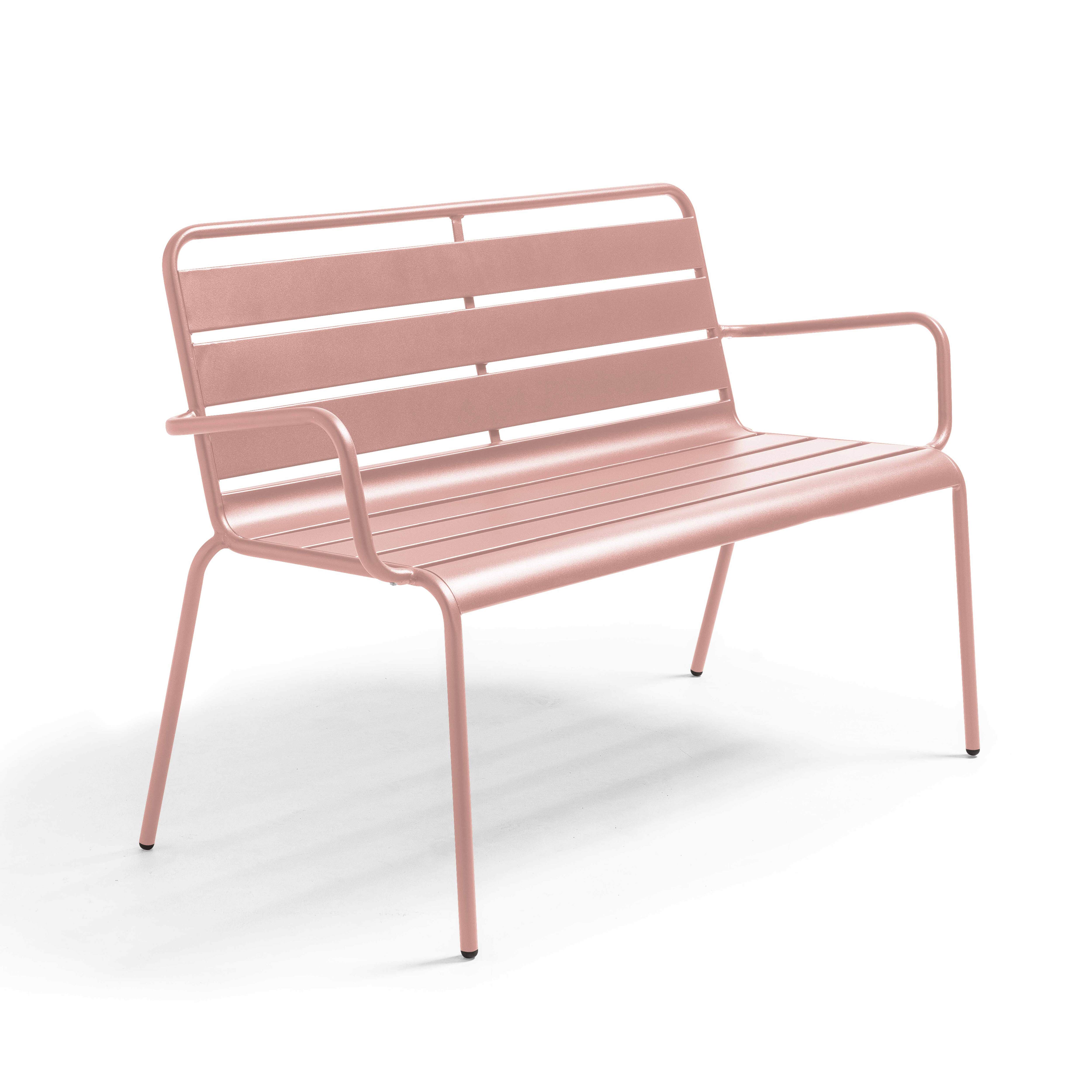 Banc de jardin en métal rose poudré , Palavas - Oviala | Leroy Merlin