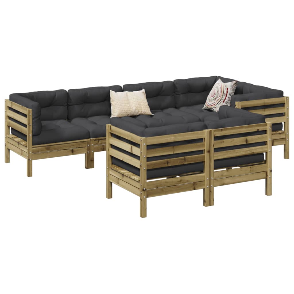 Salon de 7 pcs avec coussins bois de pin imprégné | Leroy Merlin