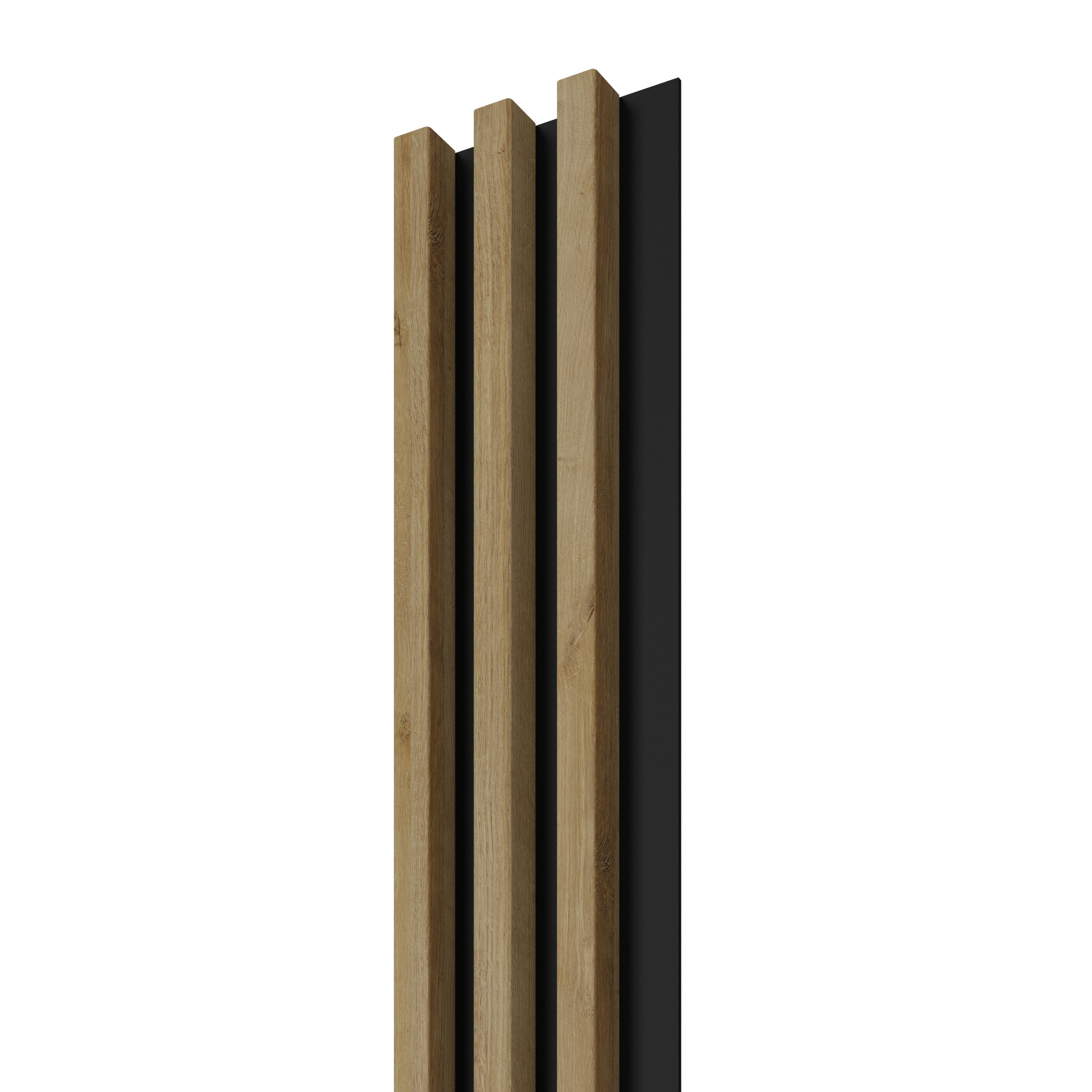 Lamele ścienne na czarnej płycie Stegu Linea Slim, dąb naturalny 265x15 ...