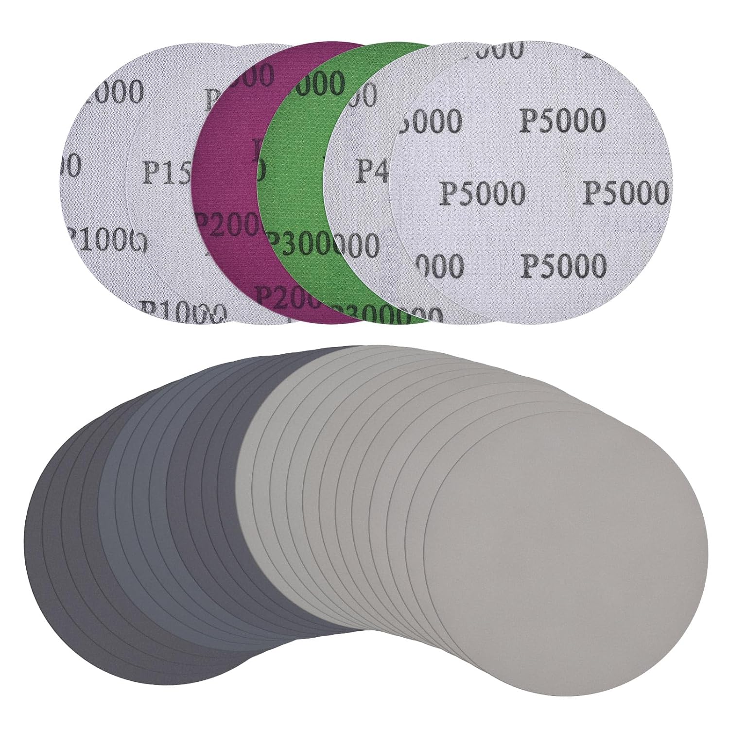 24 Pièces Disque Abrasif 125mm, Papier a Poncer Carrosserie 1000 1500 ...