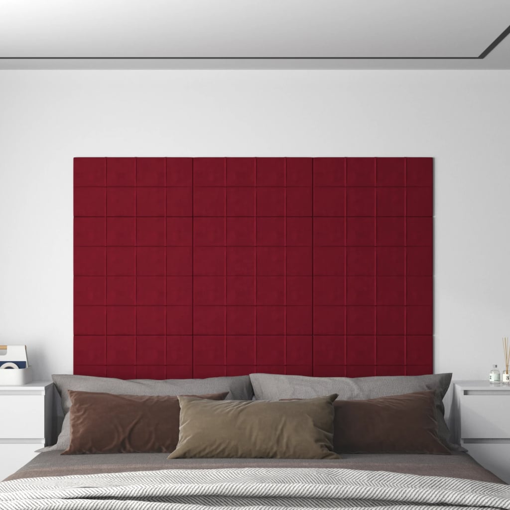 Paneles de pared 12 uds terciopelo rojo tinto 60x30 cm 2,16 m2 | Leroy ...