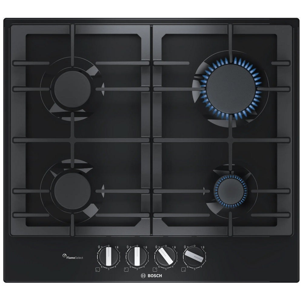 Table de cuisson gaz 60cm 4 feux noir - Bosch PCP6A6B90 | Leroy Merlin