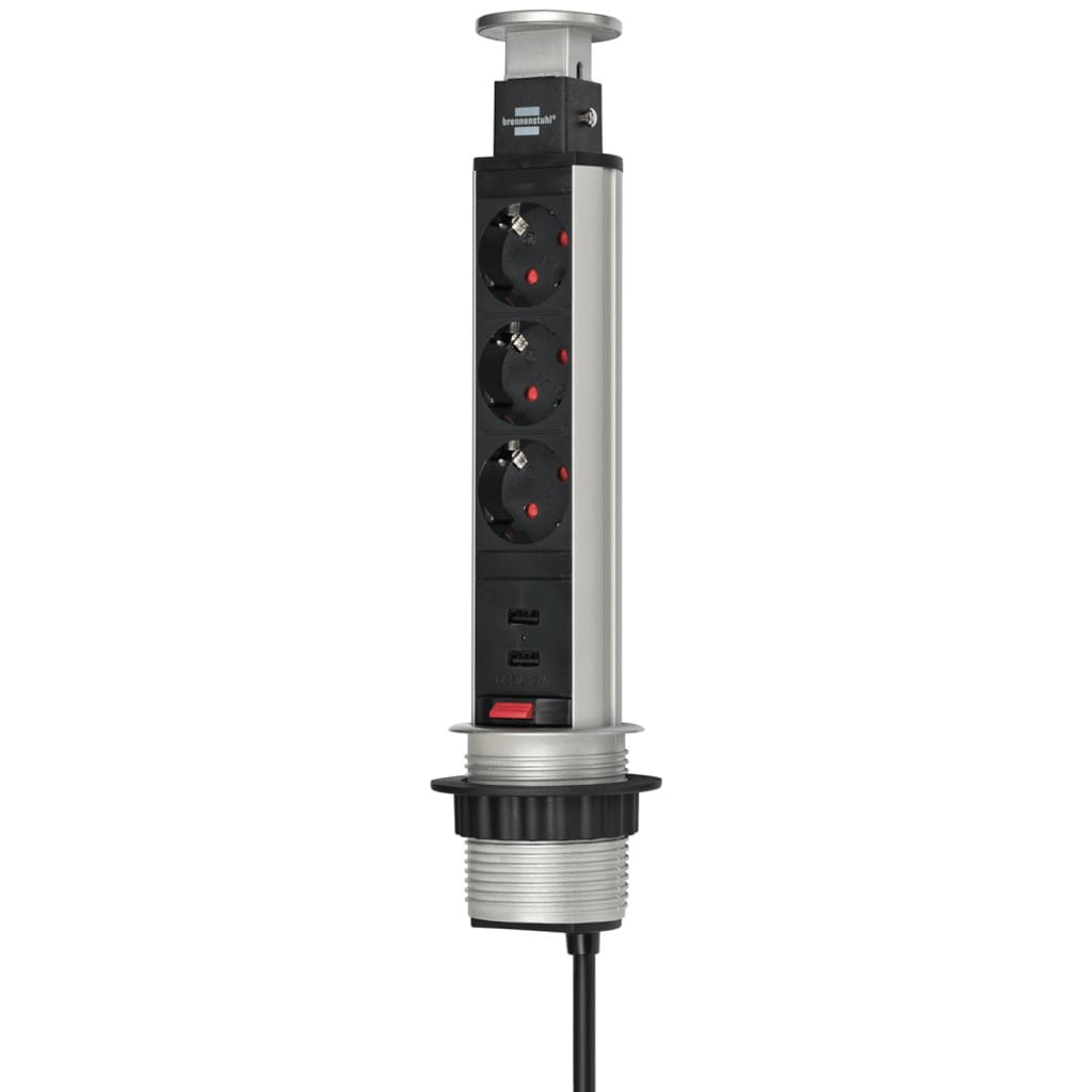Multiprise de table à 3 prises avec chargeur USB 2 m Brennenstuhl ...