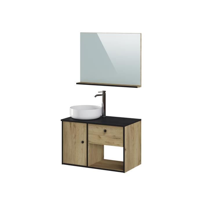 Meuble salle de bain avec vasque + miroir - 1 tiroir 1 portes - Decor ...