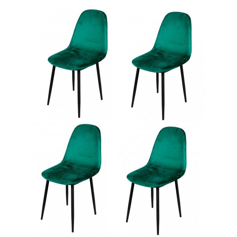 "INOUI" CHAISE EN VELOURS VERT AVEC PIED METAL NOIR | Leroy Merlin