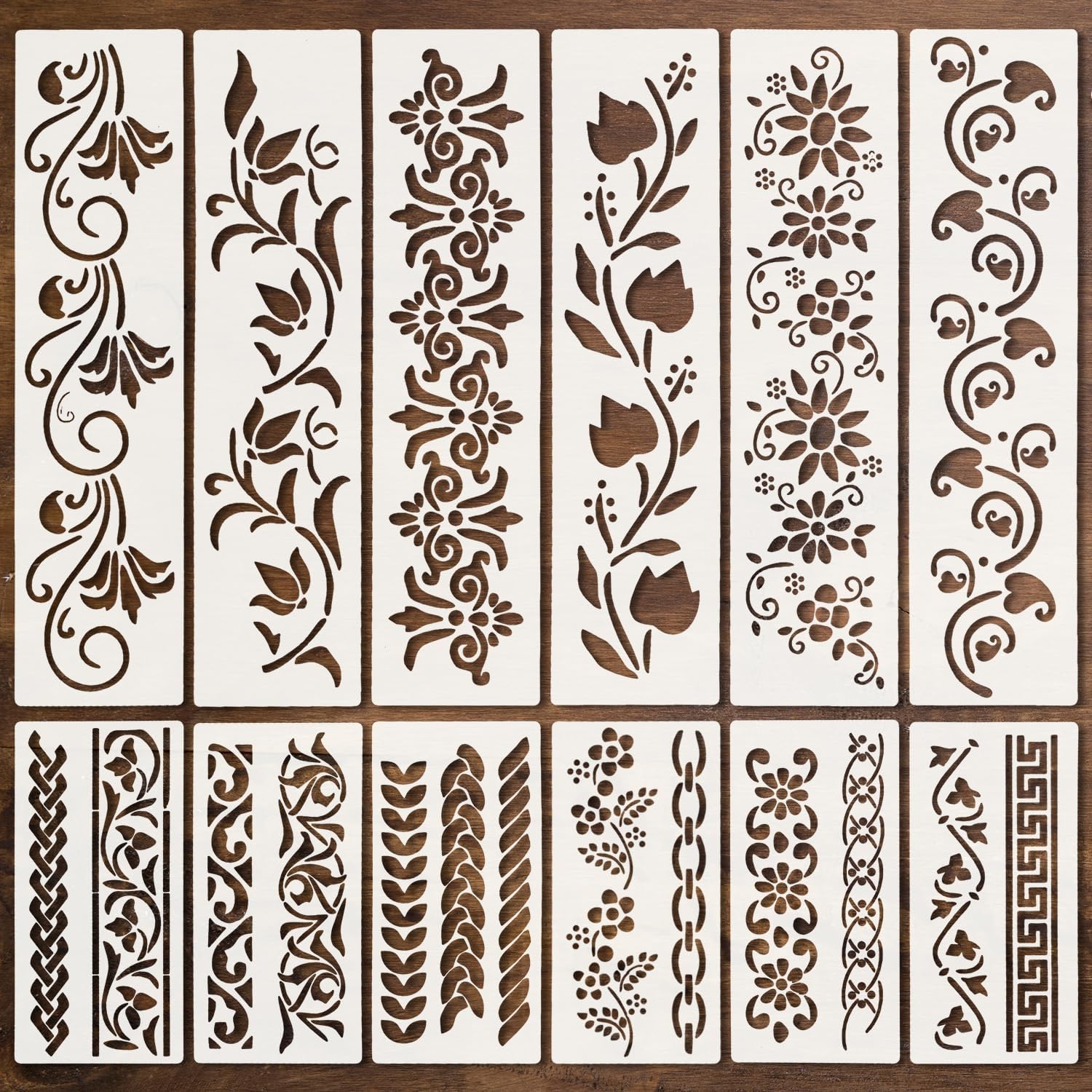 Pochoirs motifs floraux, 12 pochoirs réutilisables | Décoration murale ...