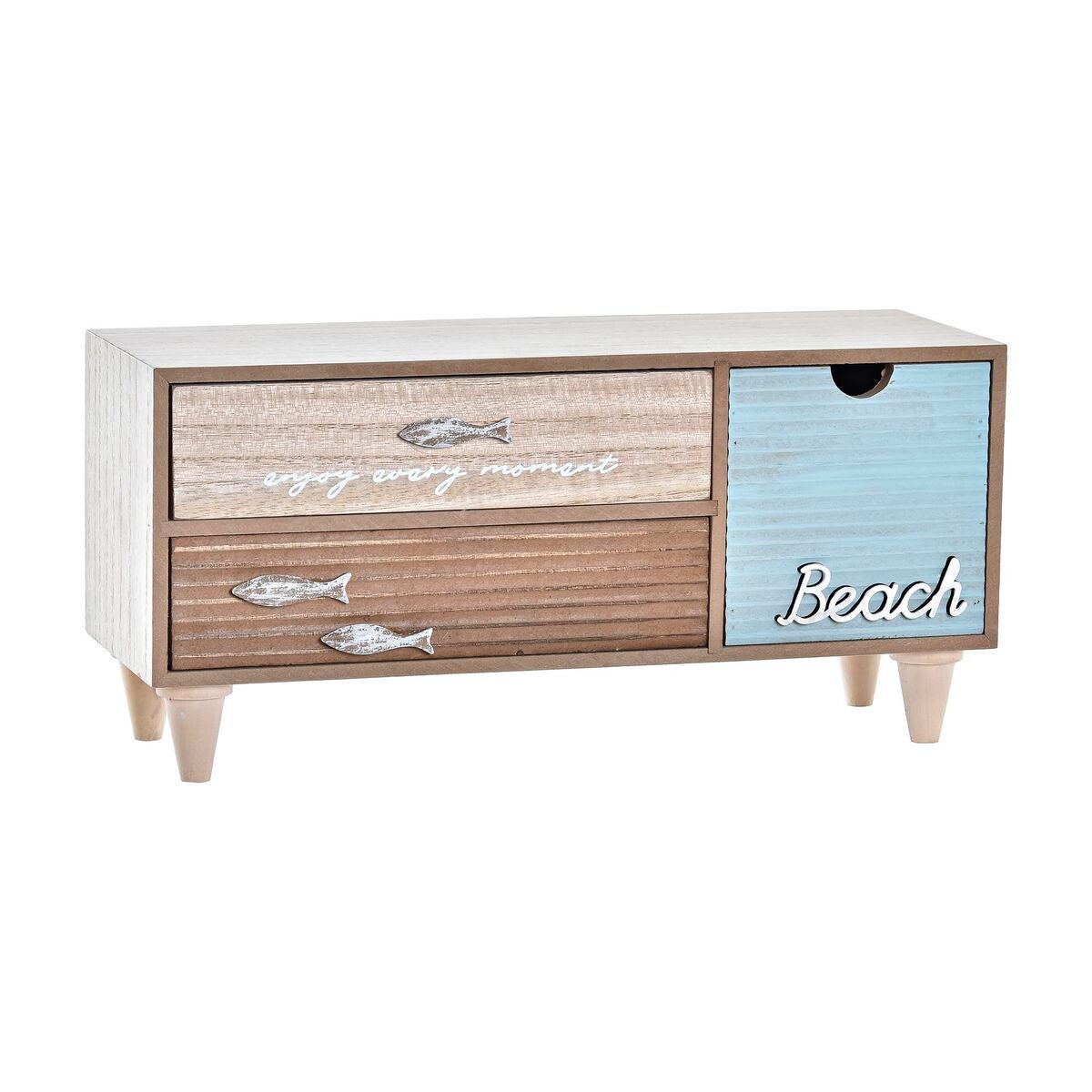 Boîte à bijoux DKD Home Decor 34 x 13 x 16 cm Bois Marron Turquoise ...