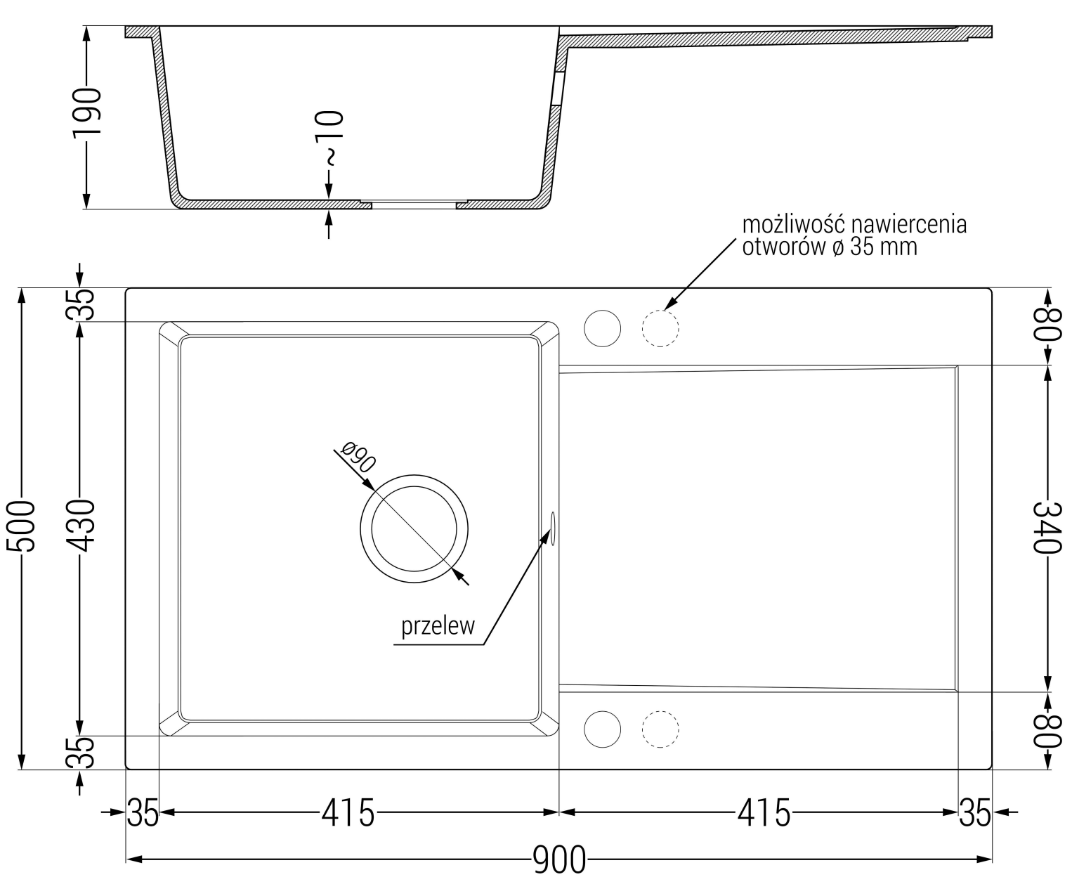 Mexen Leo fregadero de granito de 1 cubeta con escurridor y grifo de ...