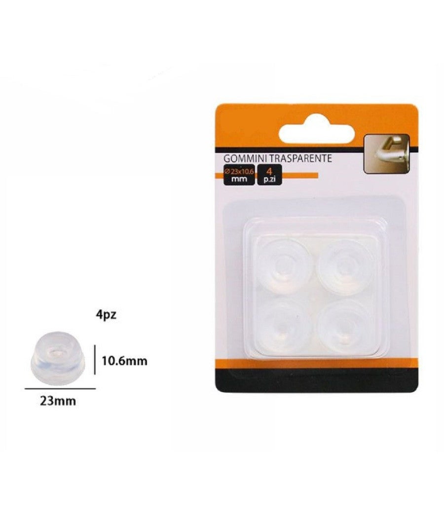 SET 4PCS TRANSPARENT ROUND FLOOR PROTECTION ADHESIVE GROMMETS 23X10.6MM ...