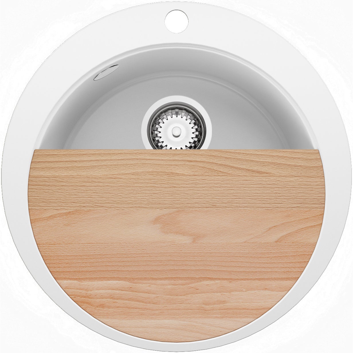 Fregadero Cocina Circular Blanco 53x53cm, Fregadero Granito 1 Seno ...