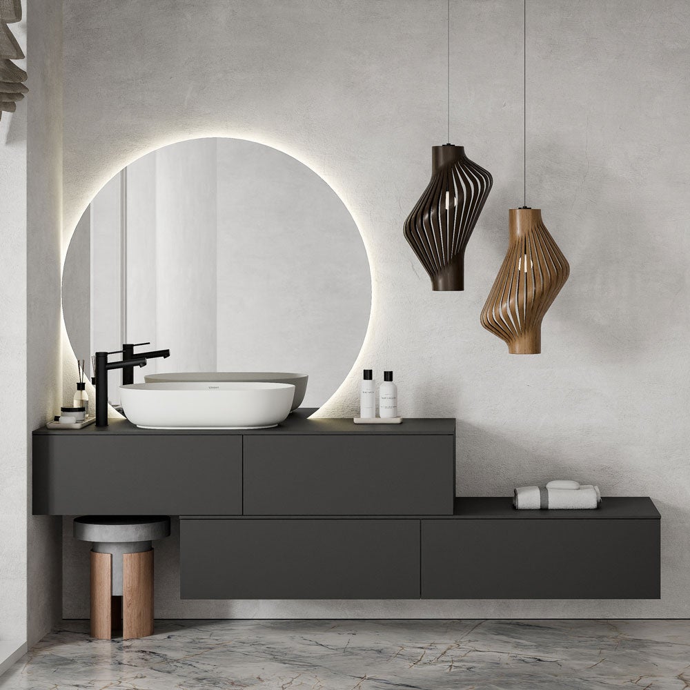 BERNSTEIN - Conjunto de 2 muebles de lavabo suspendidos en grafito mate ...