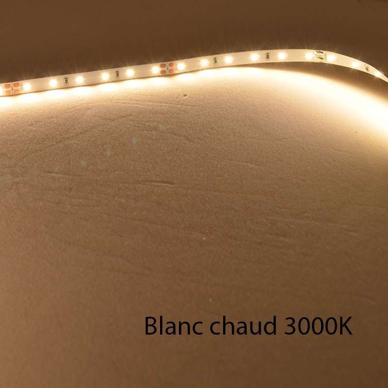 Ruban LED Blanc 120 LED/m 9W/m IP65 5m - Blanc Chaud 3000K avec velcro ...
