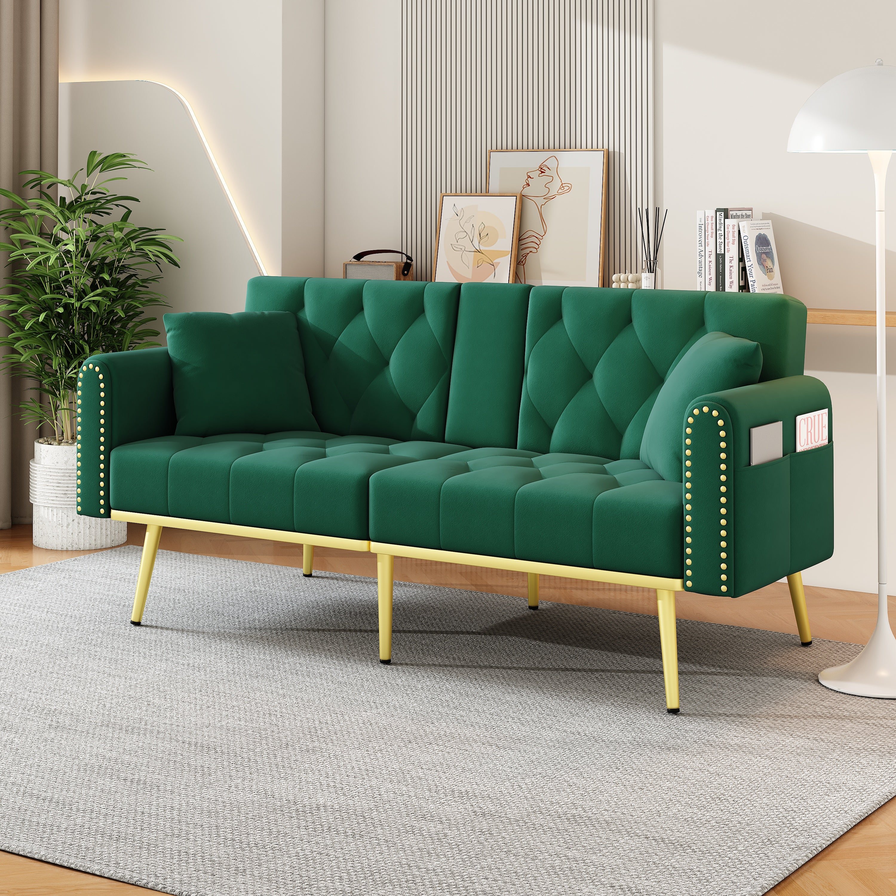 Canapé convertible 175x80x73,5 cm, dossier réglable 3 positions ...