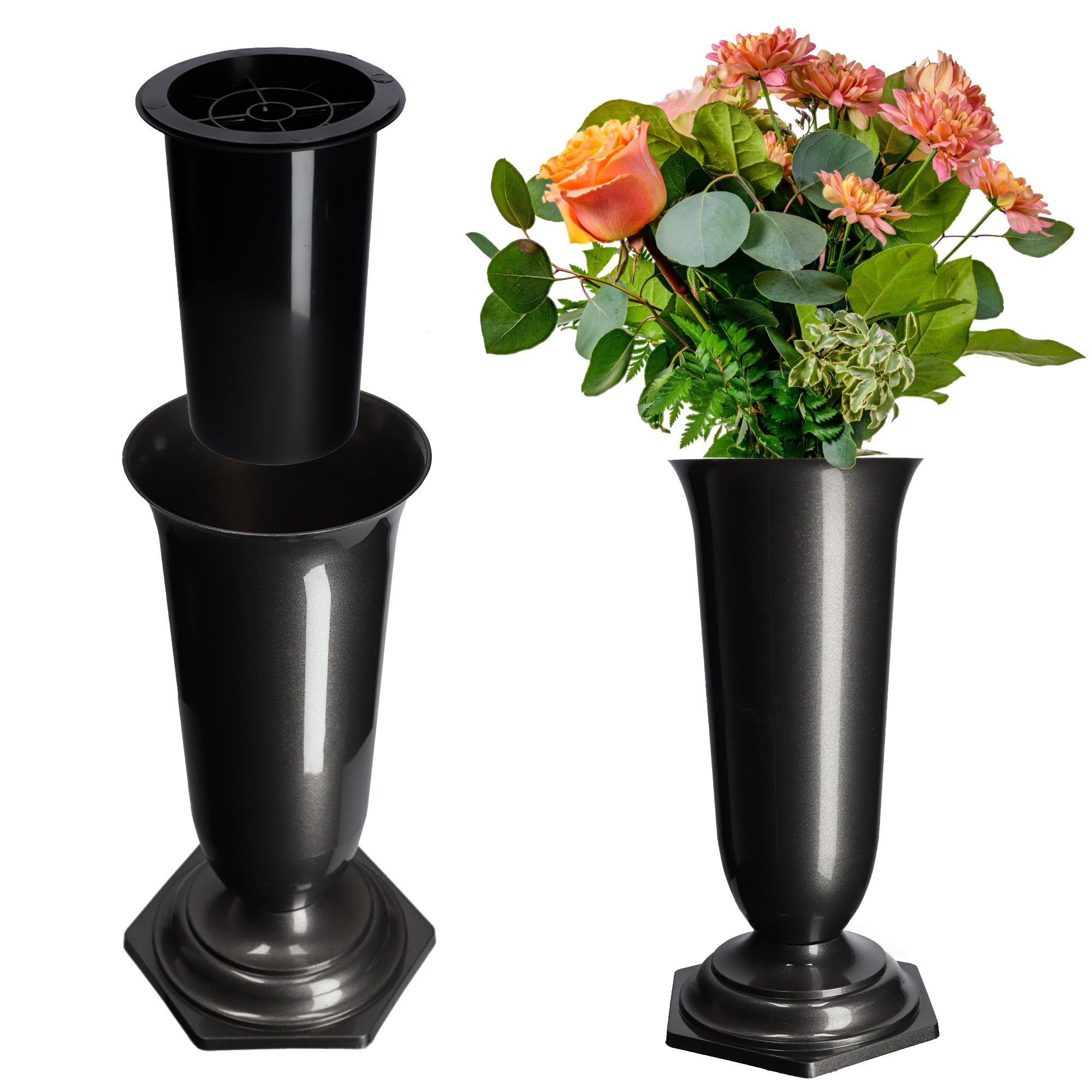 KADAX Jarrón Flor Botella Lápida Cementerio Lápida Inserto Base de ...