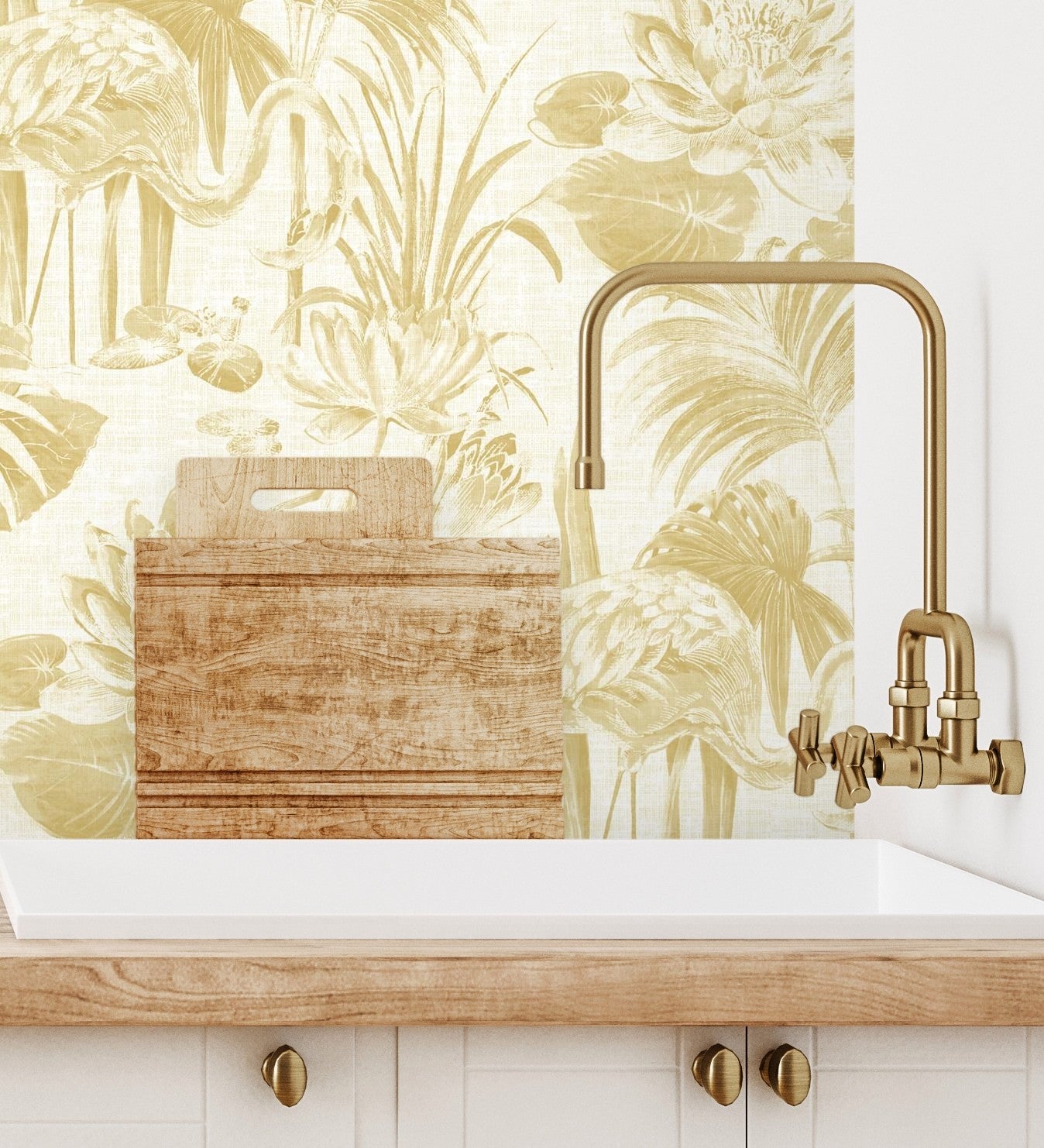 Échantillon DIN A4 de Papier peint vinyle flamants fleurs et plantes ...