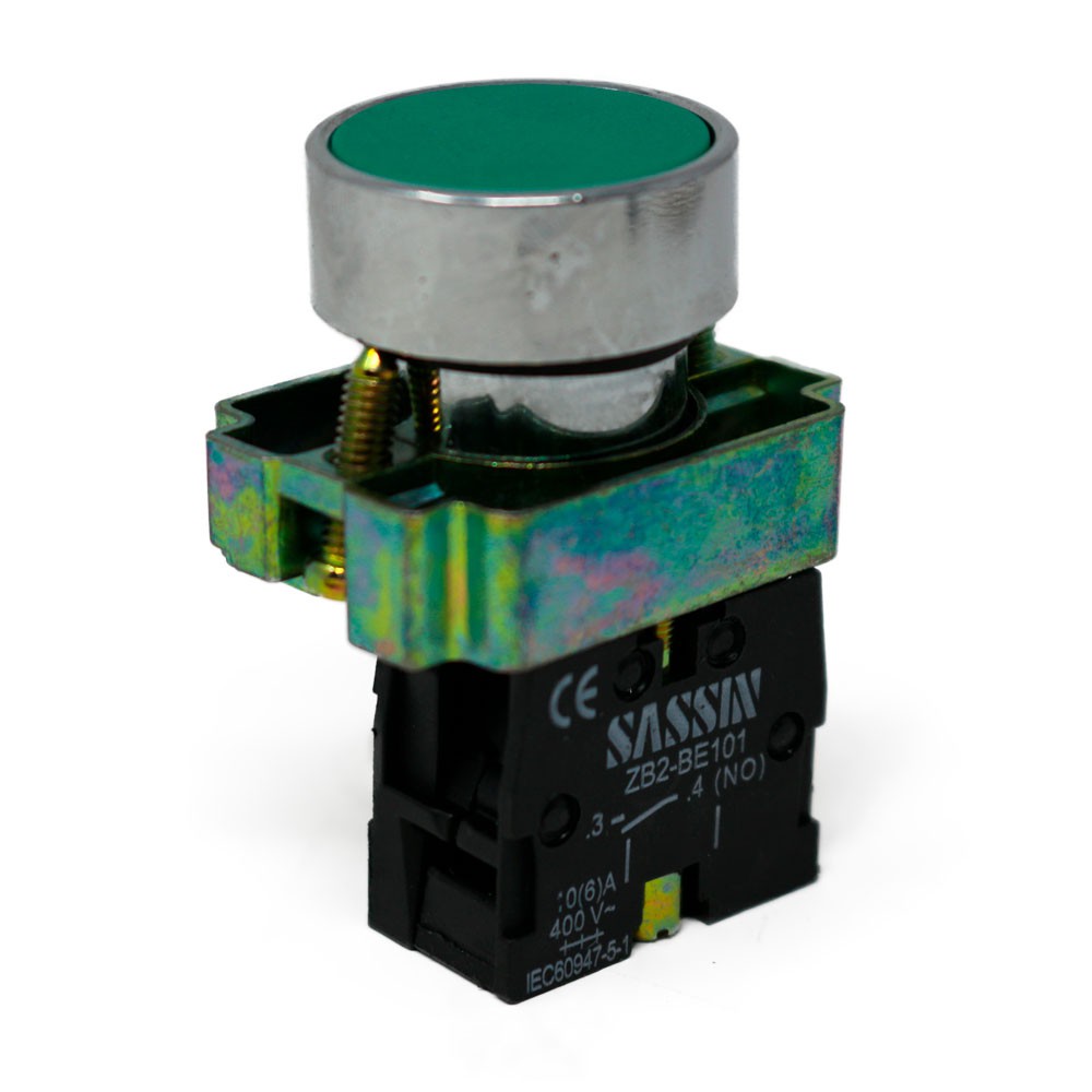 Pulsador metálico rasante Ø22MM con retorno color verde | Leroy Merlin
