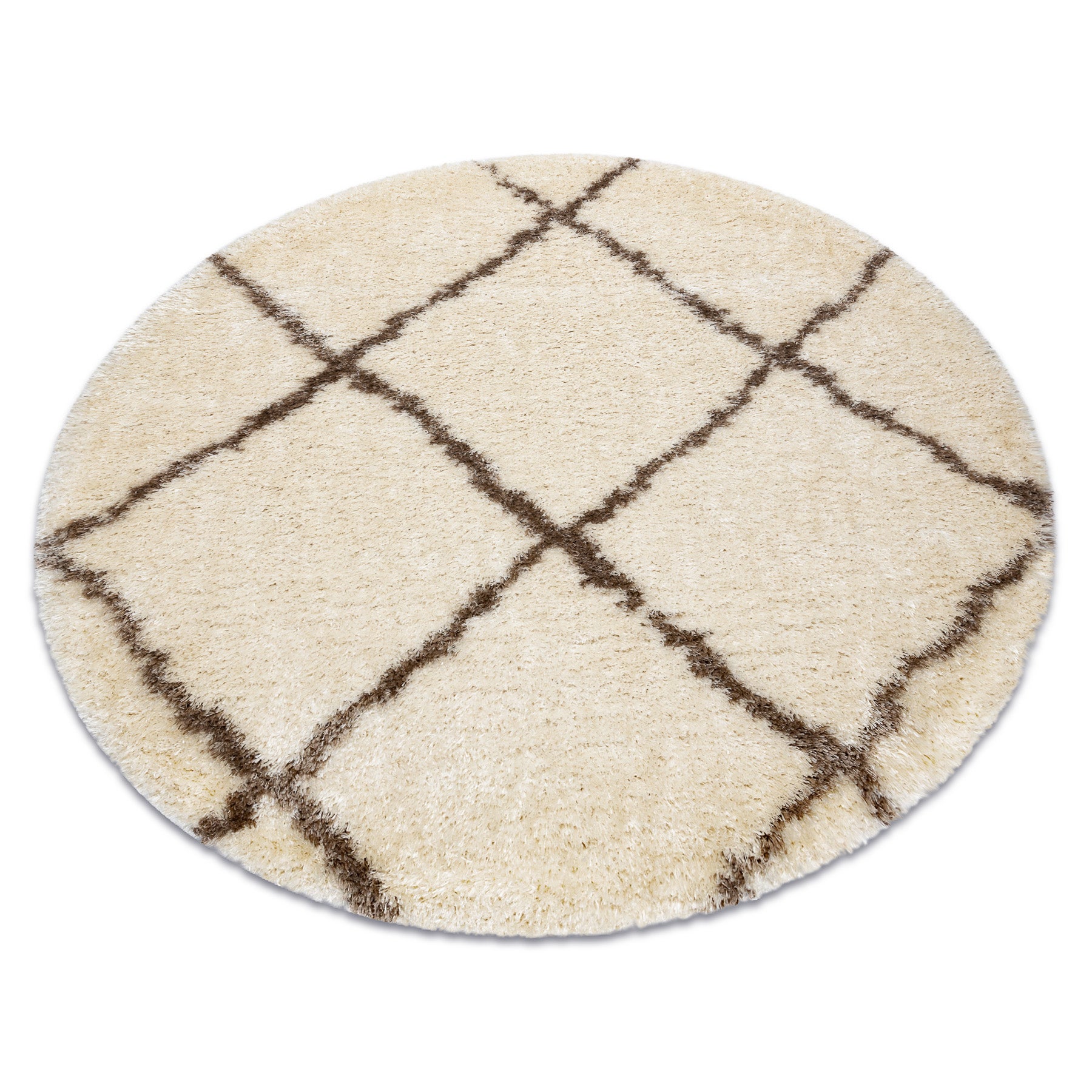 Alfombra FLUFFY 2373 circulo shaggy conducción - crema / beige circulo ...