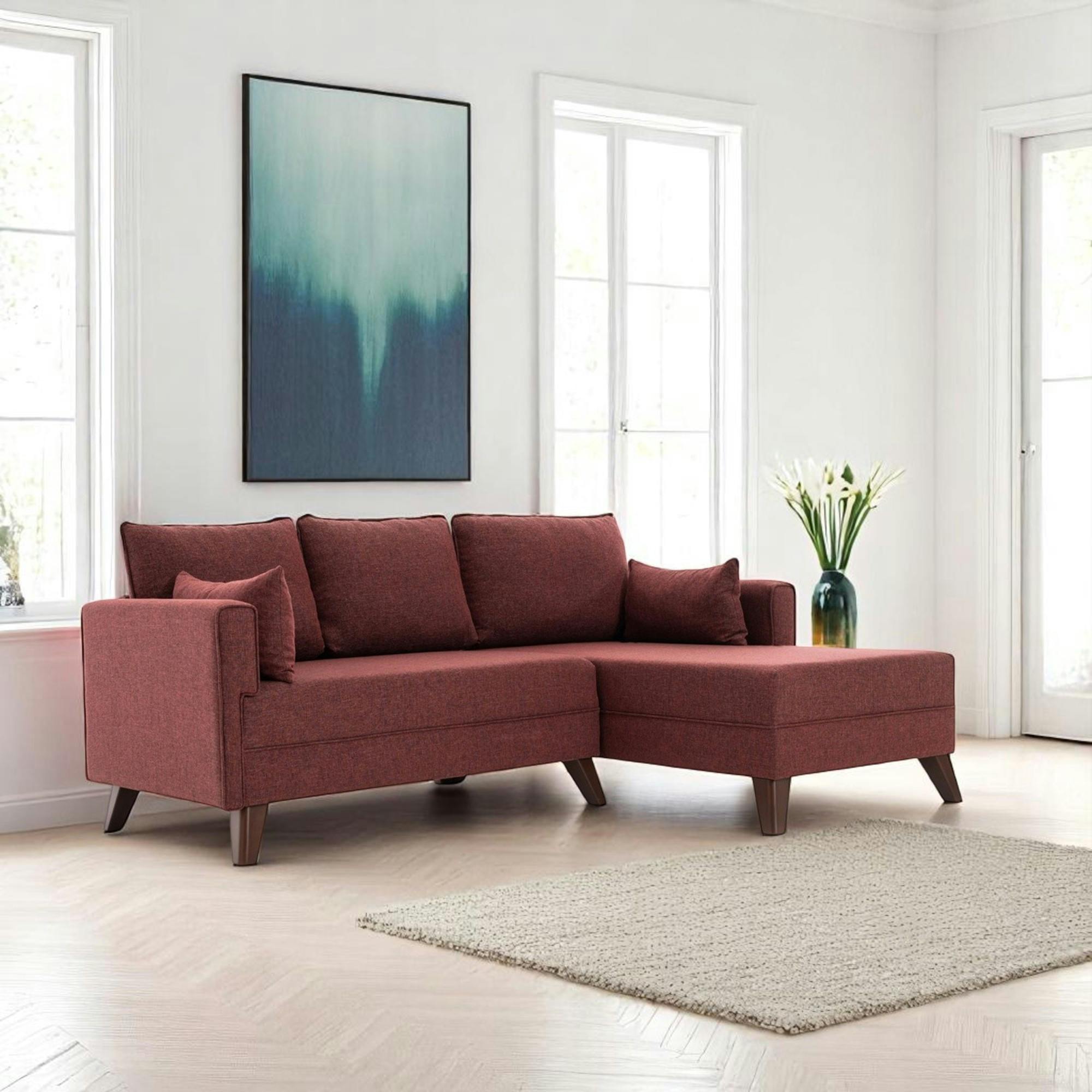 Canapé d’angle convertible rouge chiné - côté droit SPLIT | Leroy Merlin