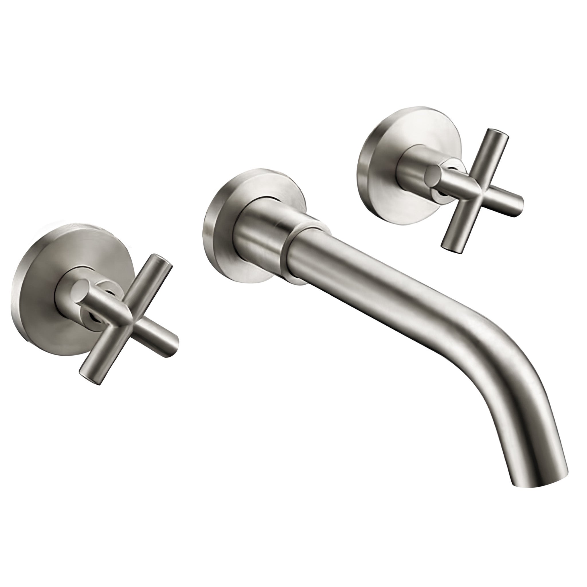 Valaz Grifo de lavabo empotrado redondo bimando acero cepillado con ...