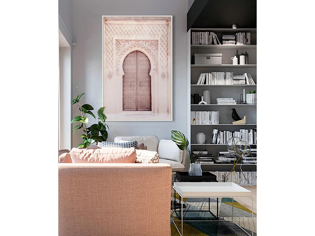 Photo encadrée DOOR - 80 x 120 x 2,5 cm - rose et beige | Leroy Merlin