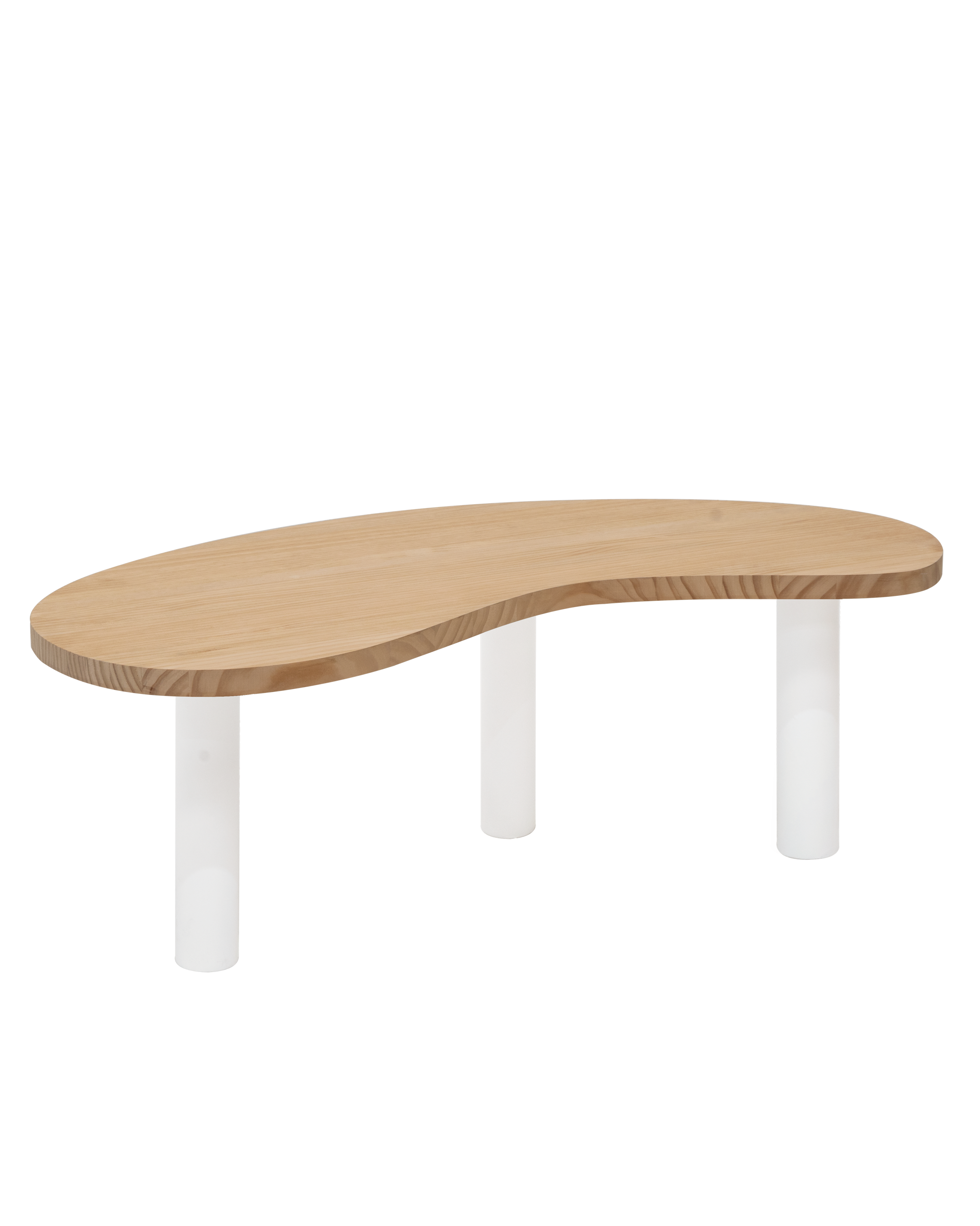 Table basse en bois massif de forme organique avec trois pieds couleur ...