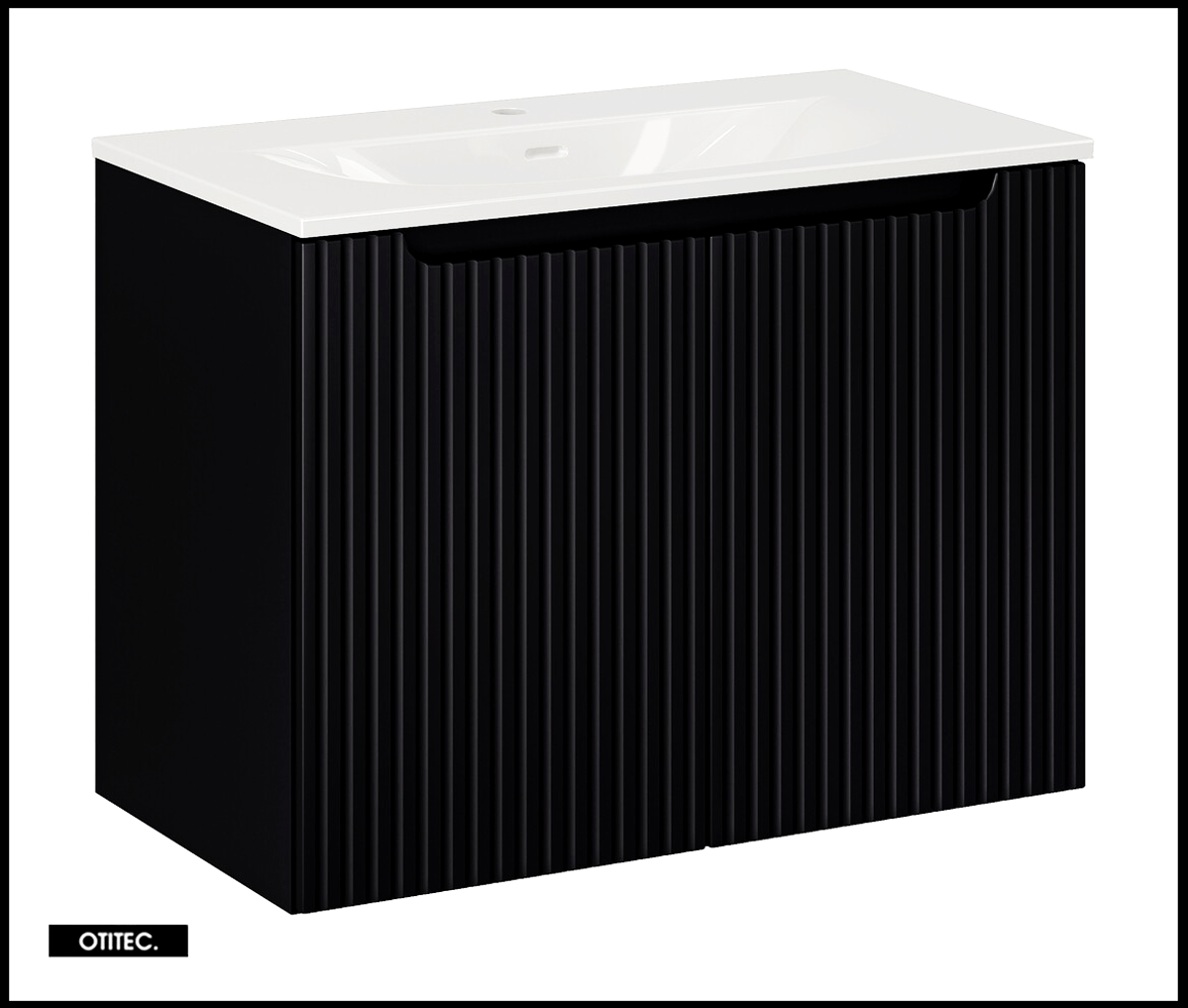 Mueble bajo lavabo de 80 cm - Con lavabo empotrable - Negro - 2 puertas - VOLTA BLACK | Leroy Merlin