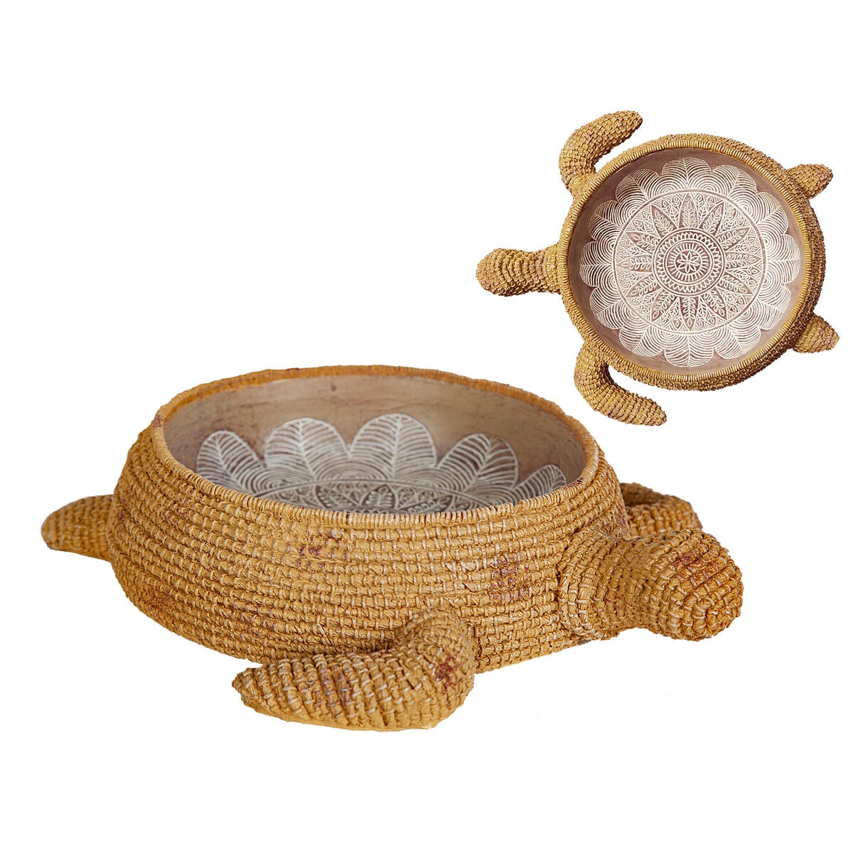 Centre de Table Romimex Beige Naturel Polyrésine Tortue 26 x 5 x 24 cm ...