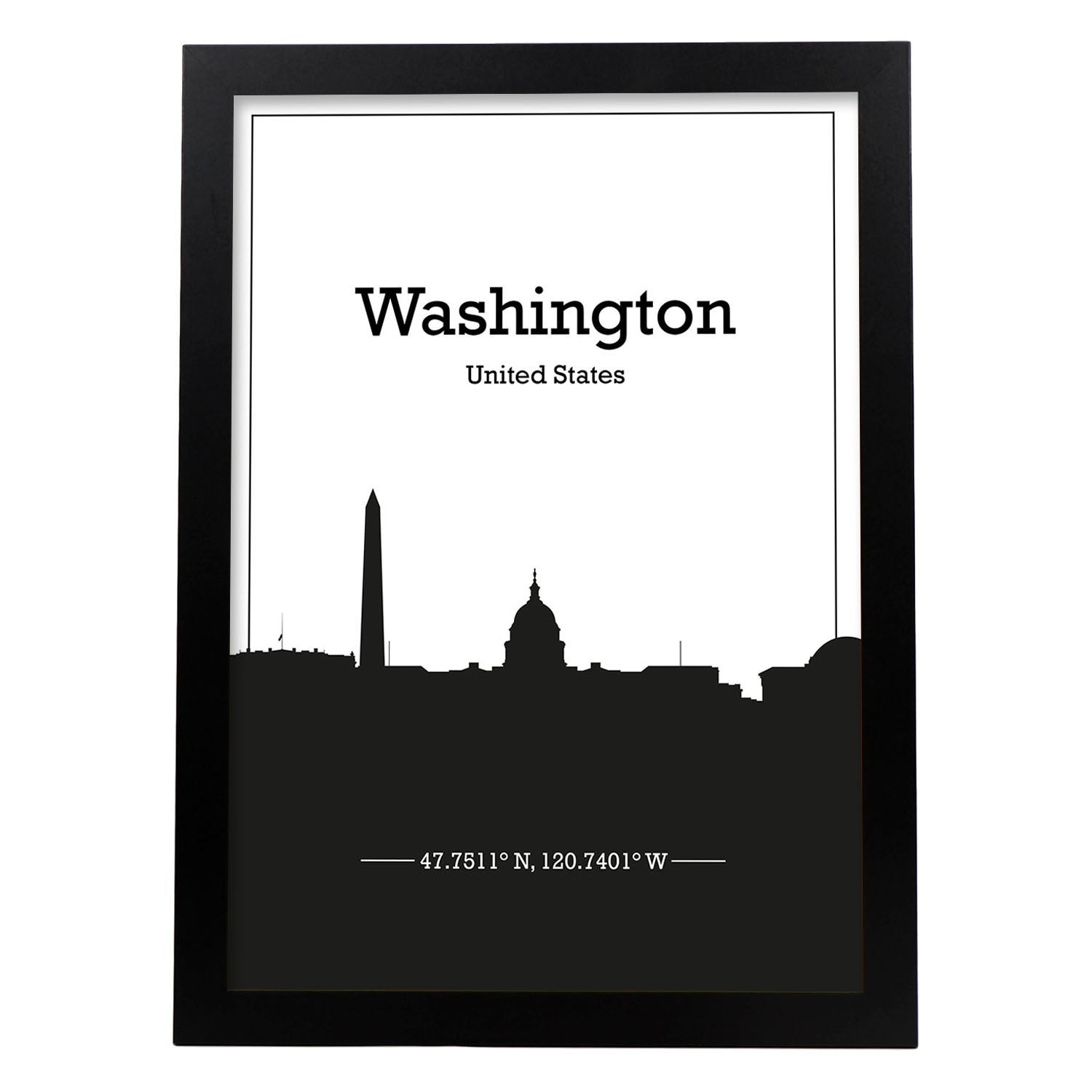 Affiche De La Carte De Washington - Usa. Skyline Stices De Villes Aux ...