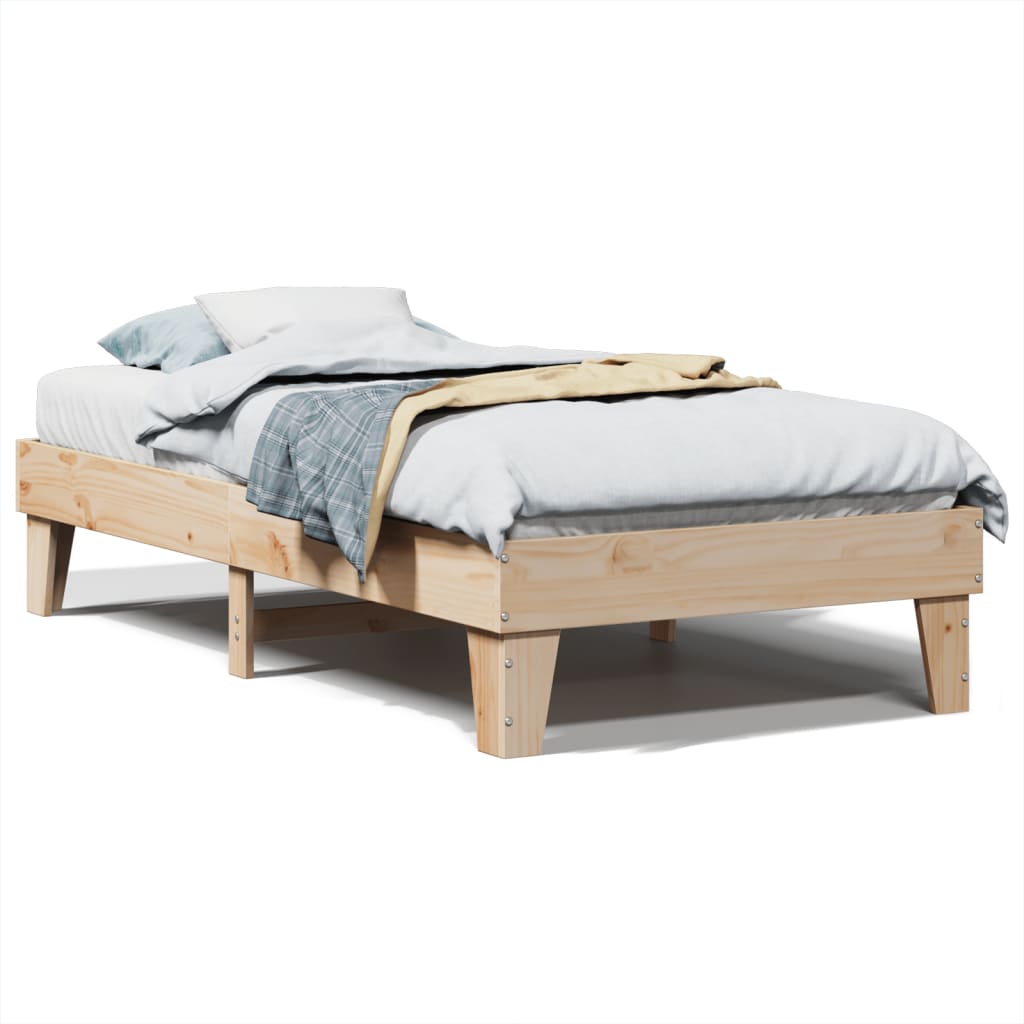Lit simple | Lit adulte | Cadre de lit sans matelas 90x200 cm bois de ...