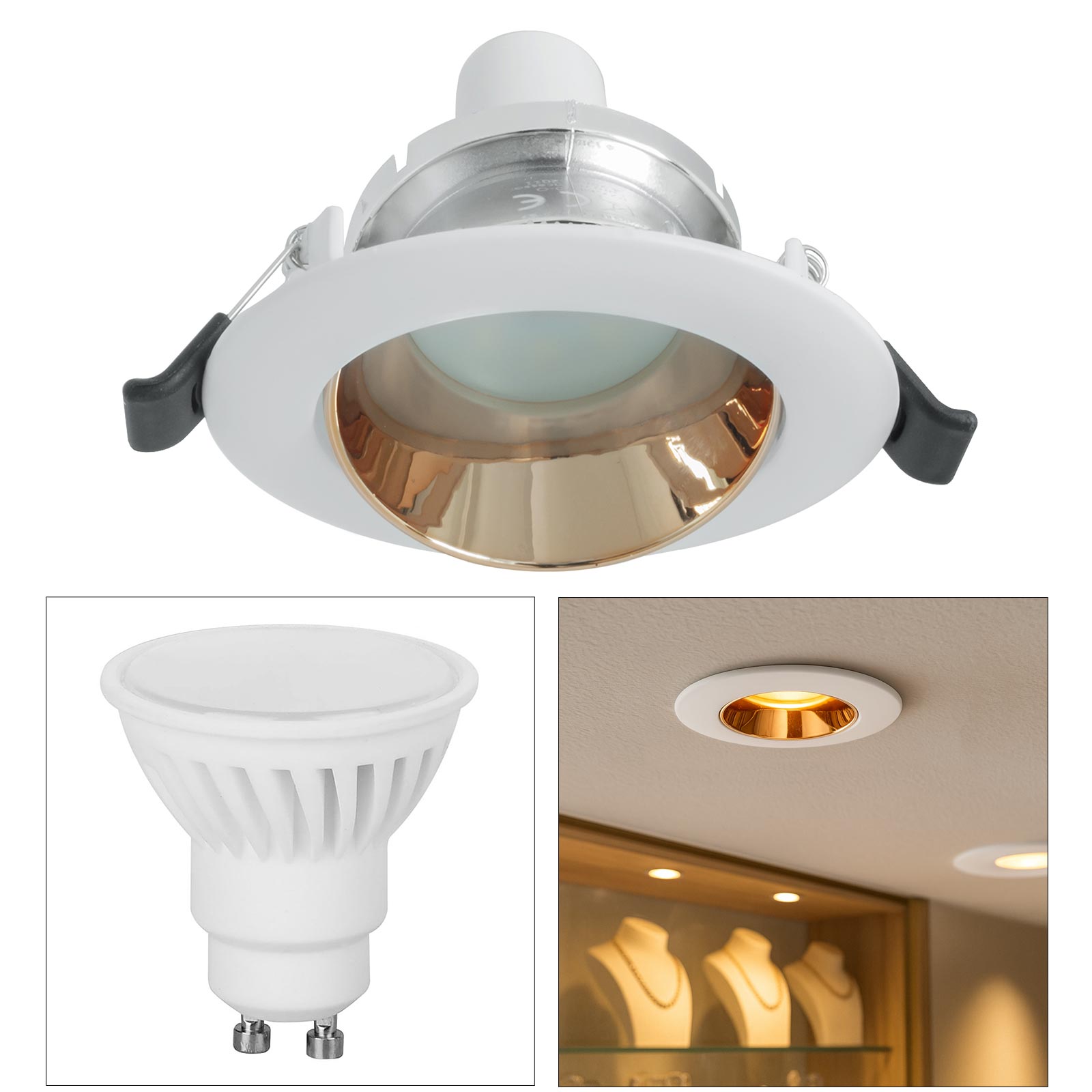 Spot encastrable LED rond orientable 10W GU10 plafonnier cuisine entrée ...