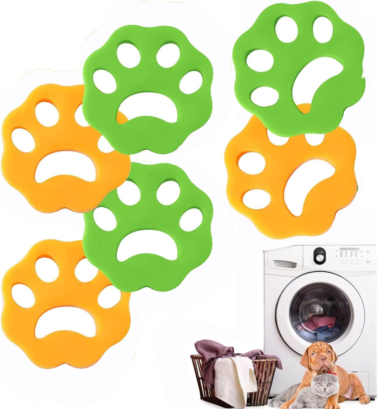 6 PièCes pour Poils d'animaux,Anti Poil Machine à Laver,RéUtilisable ...
