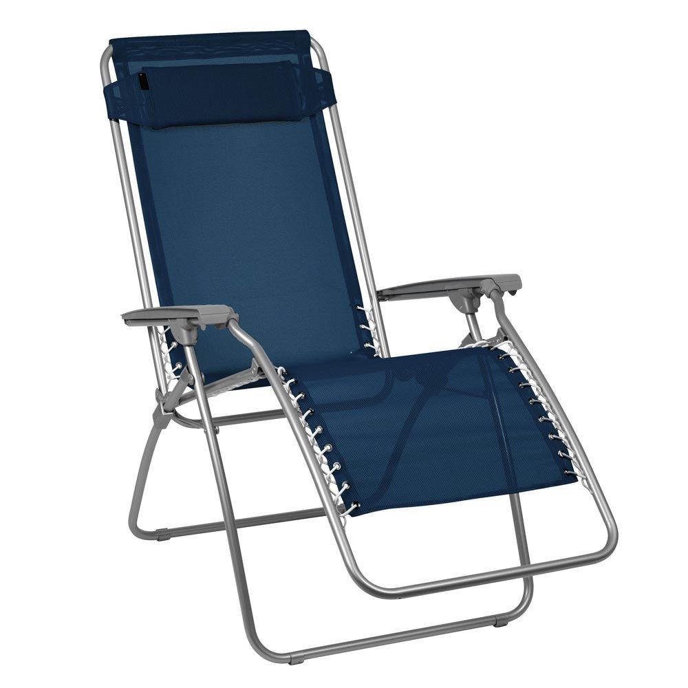 Fauteuil transat pliant avec accoudoirs - Unité - Bleu | Leroy Merlin