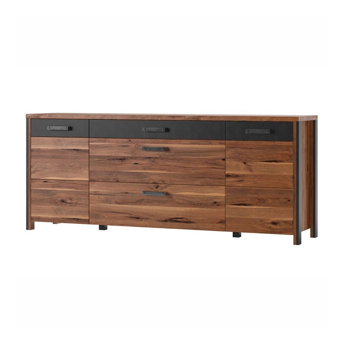Buffet 200 cm colección WINDSOR - Color roble oscuro y gris antracita ...