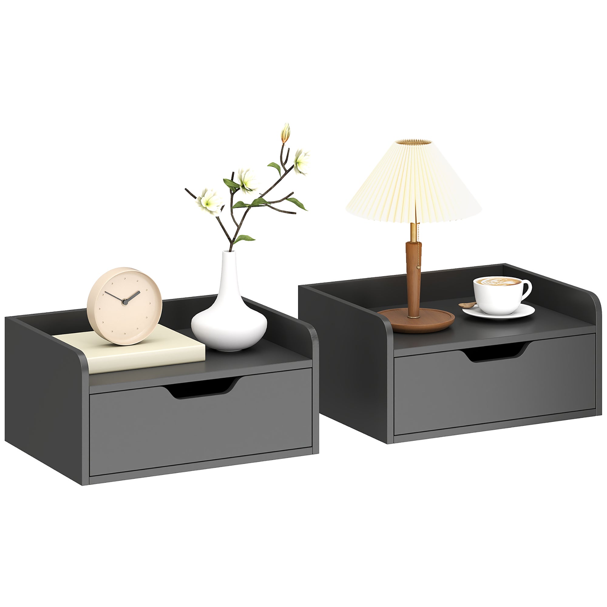 Lot de 2 tables de chevet murales tables de nuit suspendues tiroir ...