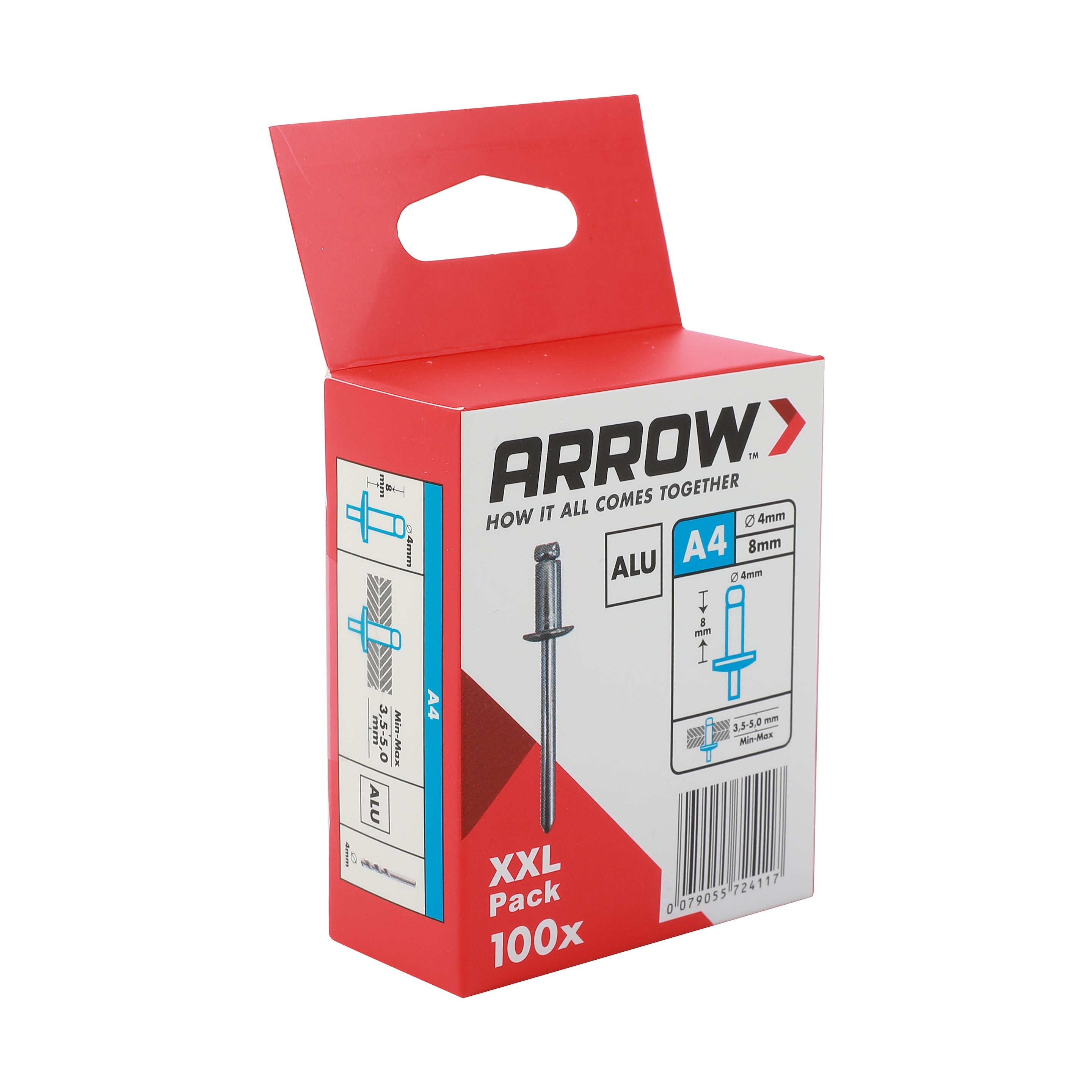 Arrow Rivets aveugles RA Ø4x8 mm 100 pièces, rivets pop en aluminium ...