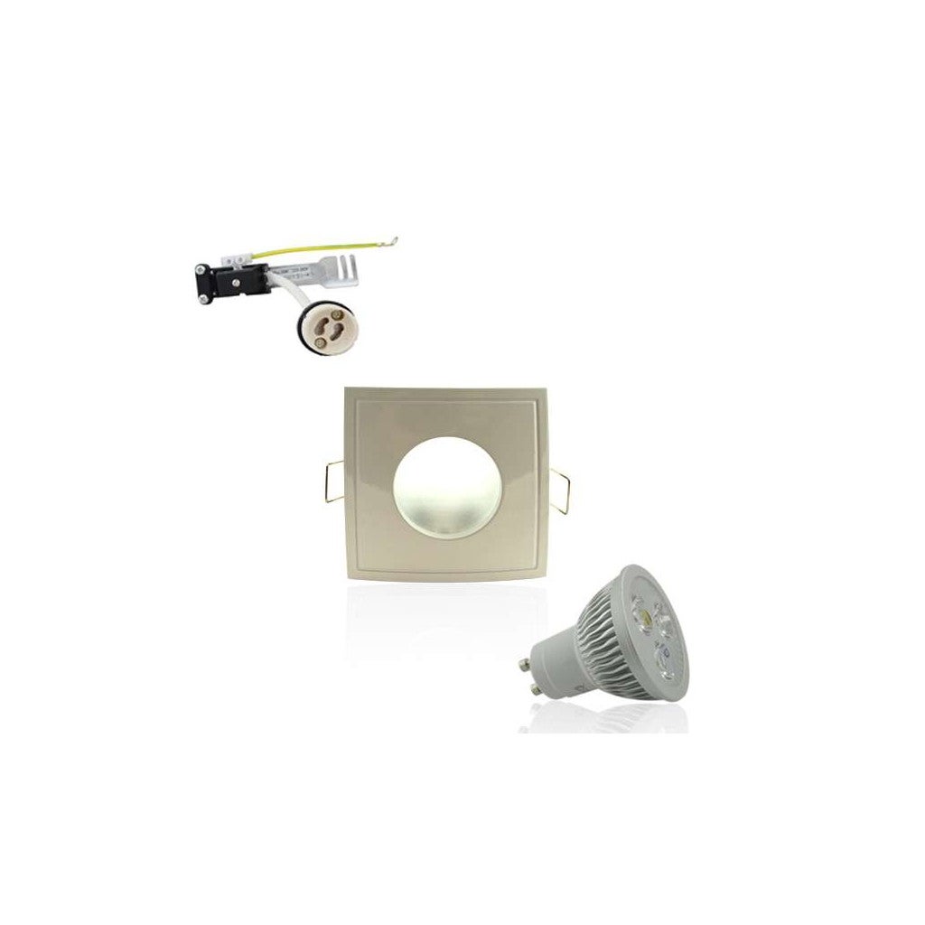 LED impermeable GU10 Spot Kit 4 W luz blanca cuadrada 35W blanco ...