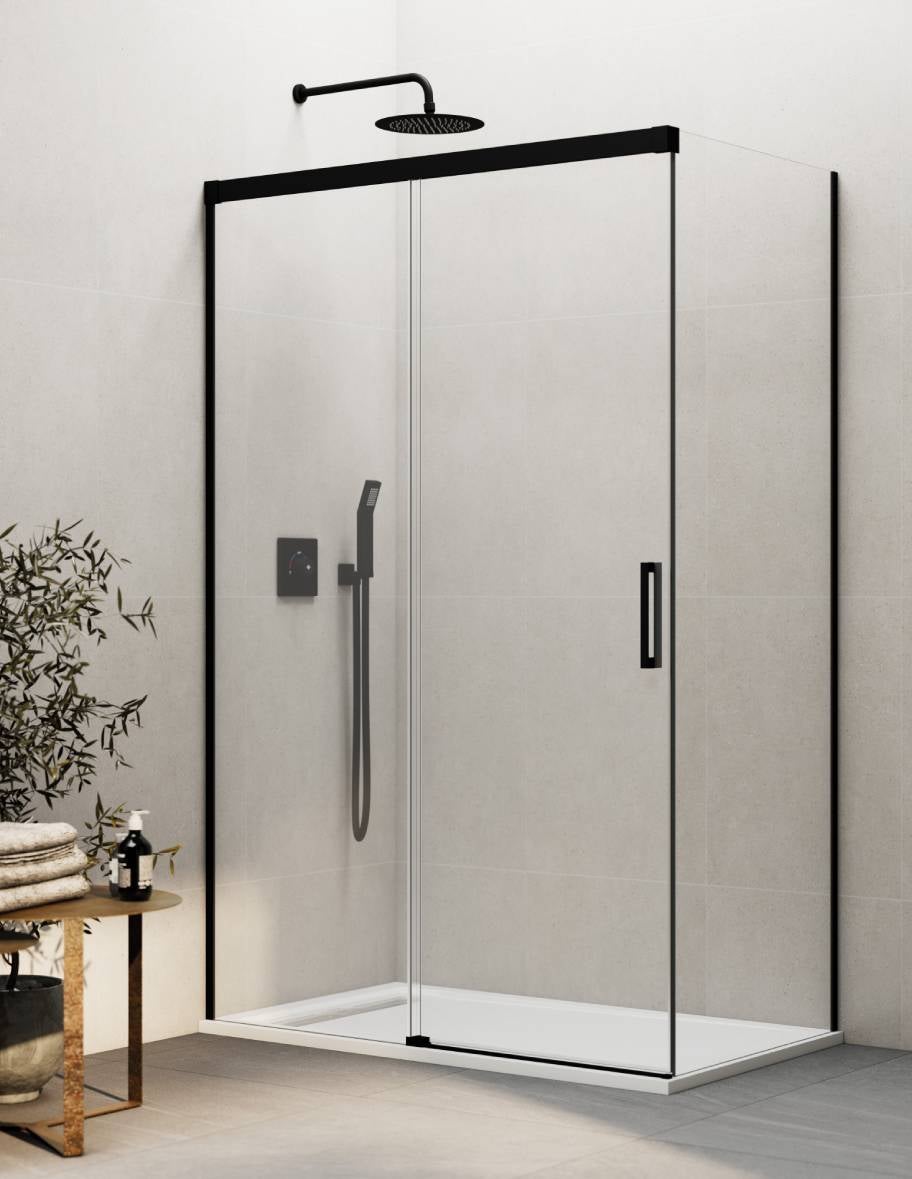Box doccia THALASSA (BASIC) 1+1 con lato fisso laterale 115x90 cm Nero ...