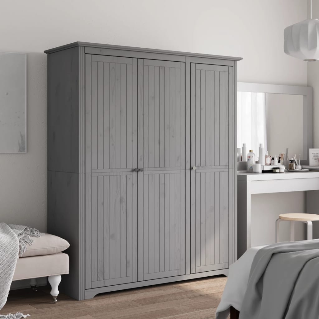 Garde-robe BODO gris 146x53,5x173 cm bois massif de pin | Leroy Merlin