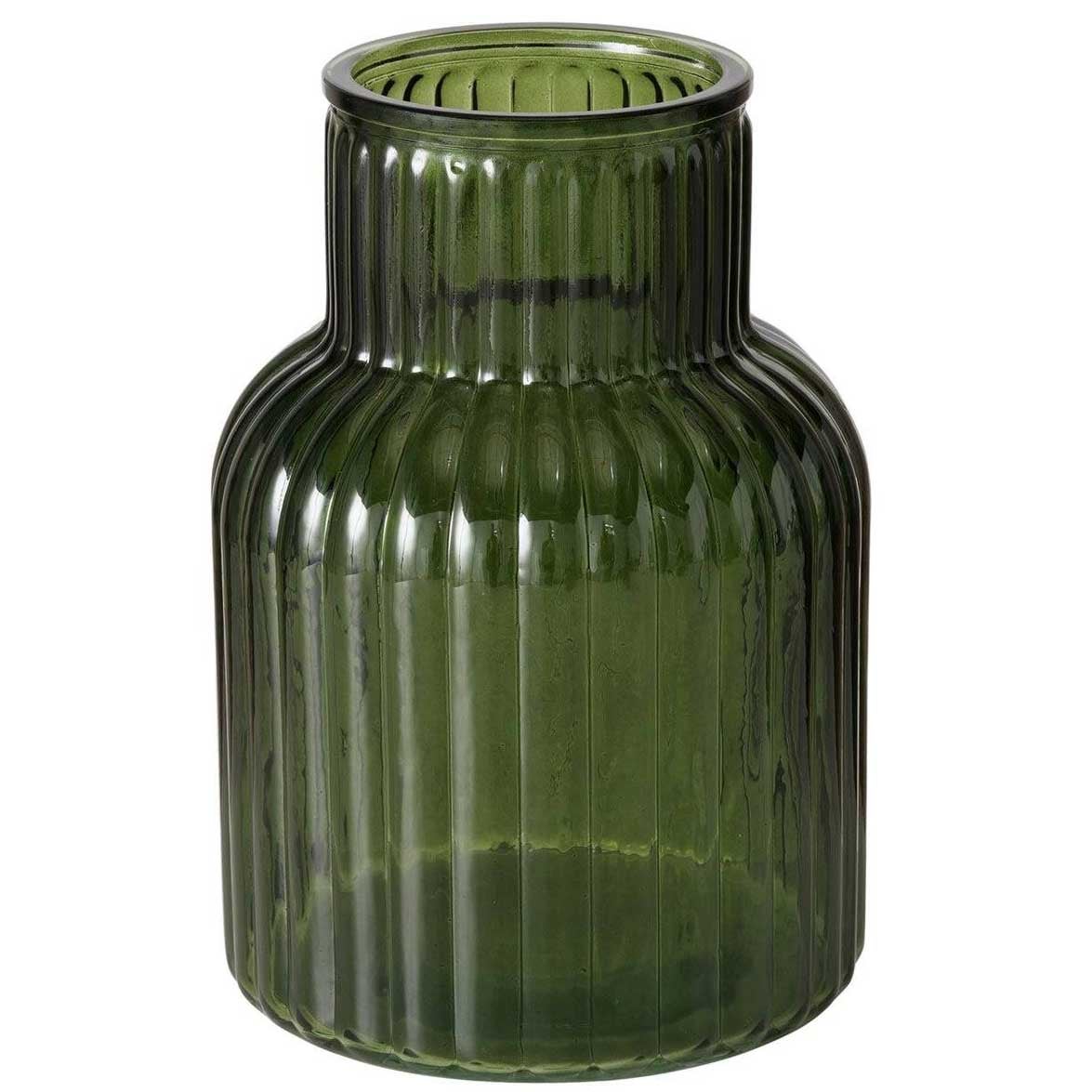 Vase en verre RELEA, verte, en verre côtelé, 20 cm, Boltze Home | Leroy ...