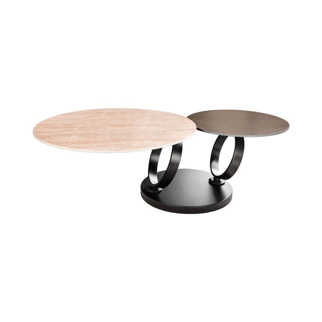 Mesa de centro SOLYNE 133 cm con tableros giratorios marrón y beige ...