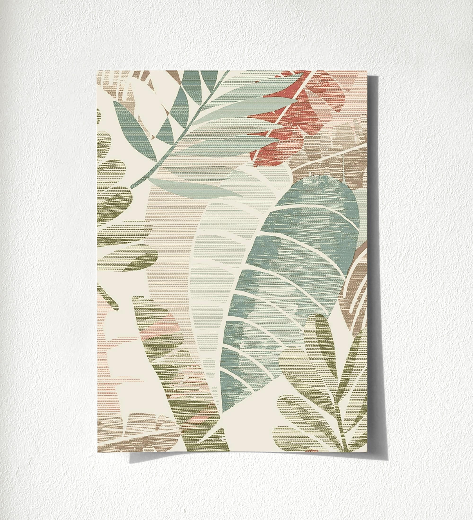 Échantillon DIN A4 de Papier peint feuilles tropicales tons verts ...