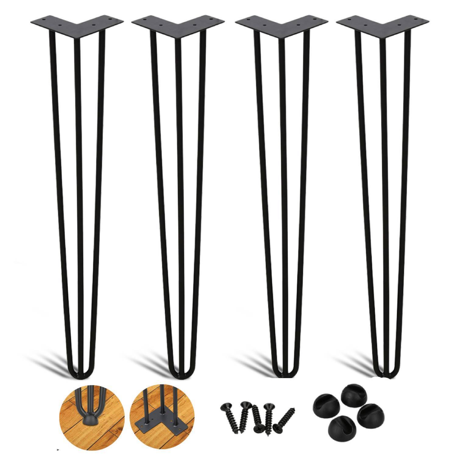 Set 4 Pied Epingle en Métal,3 stands Pied de Table 40cm Jambes en métal ...