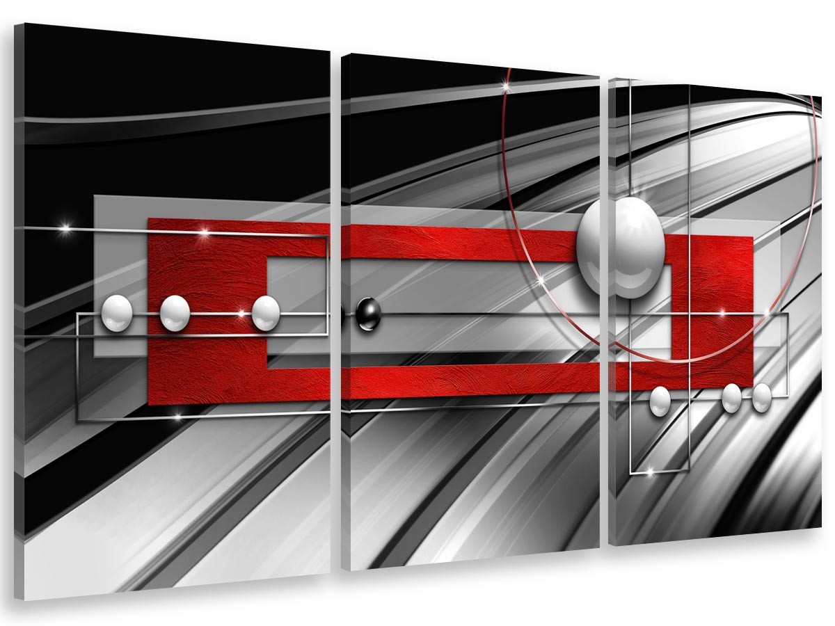 Tableau triptyque graphique deco rouge graph - 90x60 cm | Leroy Merlin