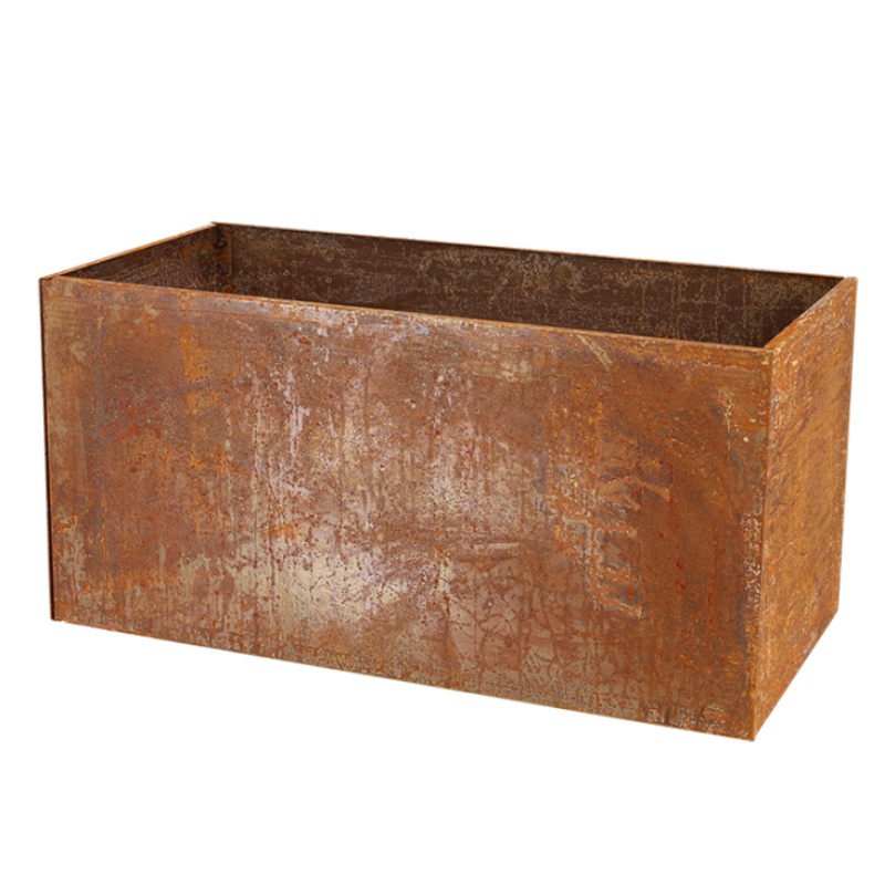 Bac à fleur rectangulaire extérieur métal aspect rouille | Leroy Merlin
