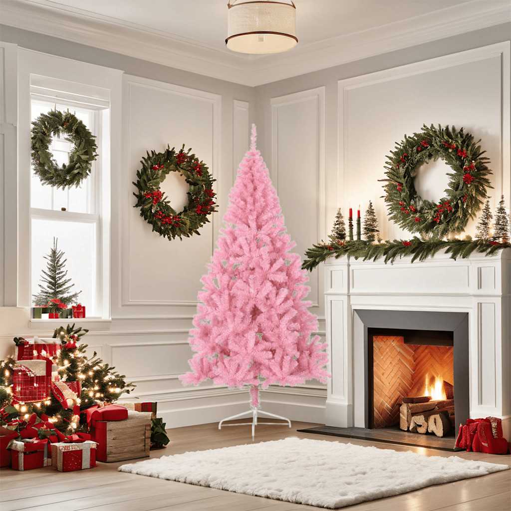 Demi sapin artificiel avec support en PVC rose 180 cm | Leroy Merlin