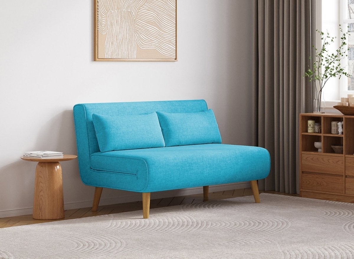 Canapé clic clac 2 places en tissu bleu turquoise TONKA | Leroy Merlin