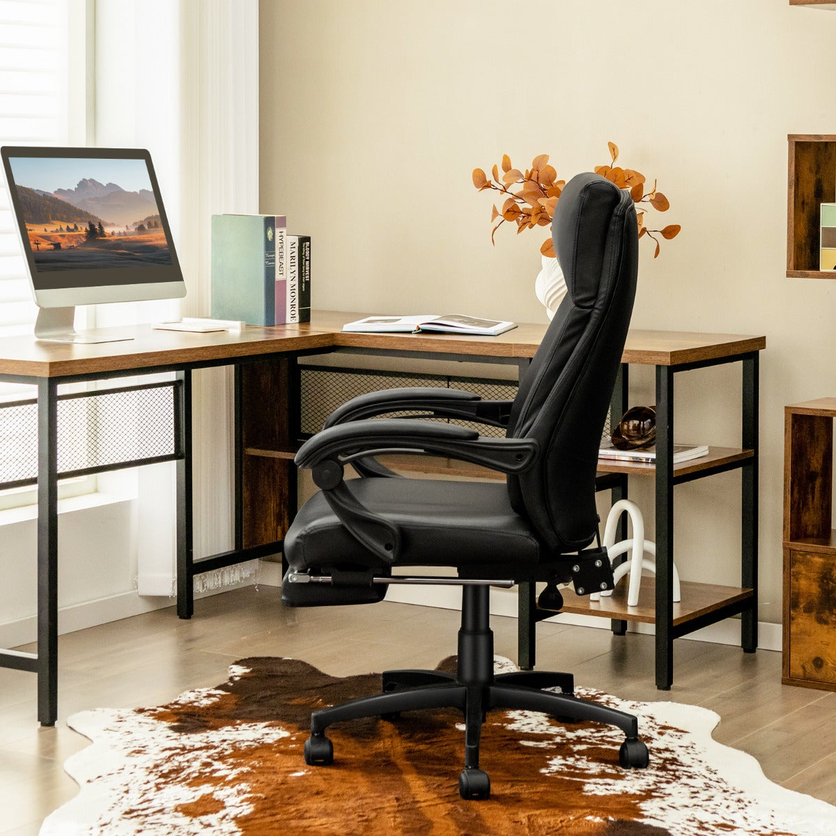Fauteuil Bureau Pivotant Dossier Inclinable Ergonomique Repose-Pieds ...
