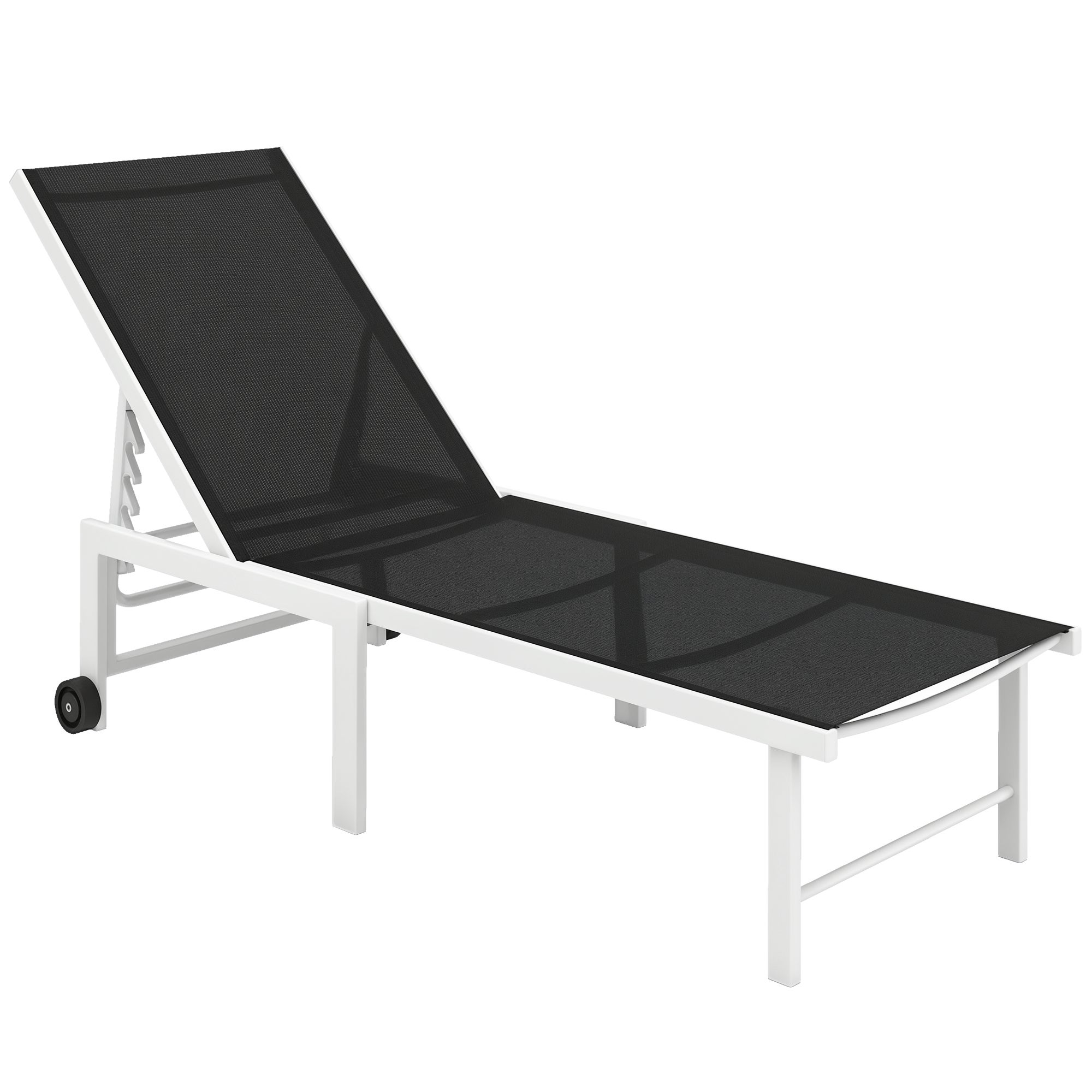 Chaise Longue Jardin à Roulettes 5 Positions Inclinable Structure Acier ...