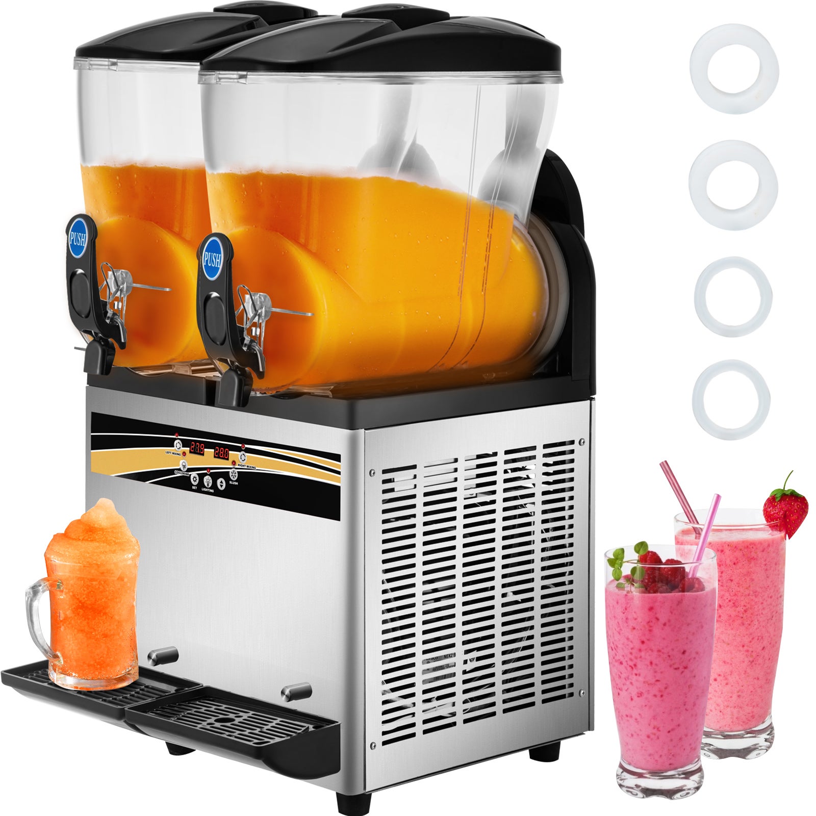 SucceBuy Slush Machine à boissons glacées réservoir 2x15L Machine à ...