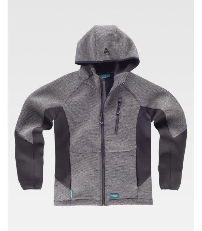 Sudadera combinada con capucha y manga ranglan. Cuello alto con cierre ...